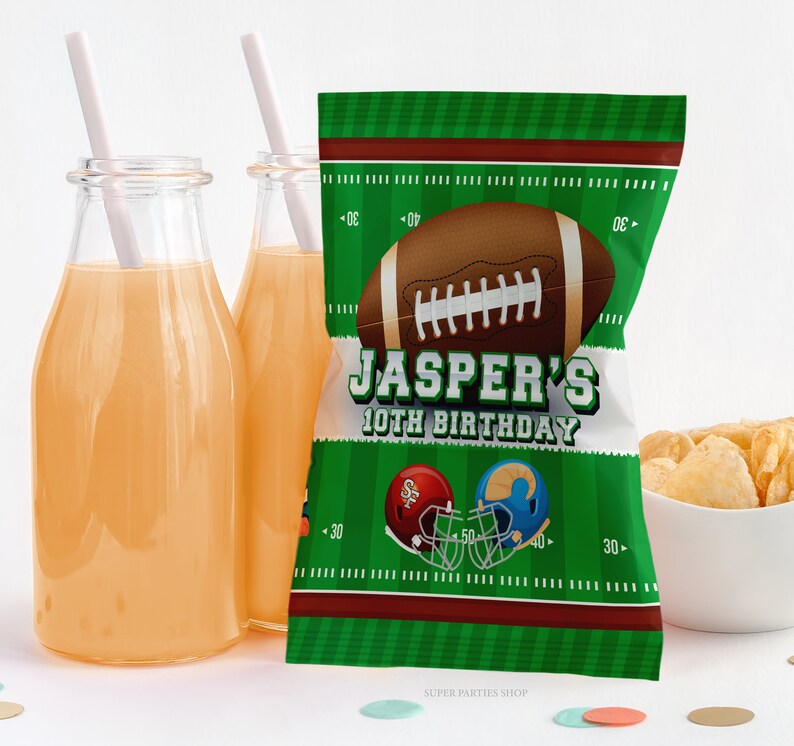 Football Chip Bag Printable Football Favor Decoration - Etsy