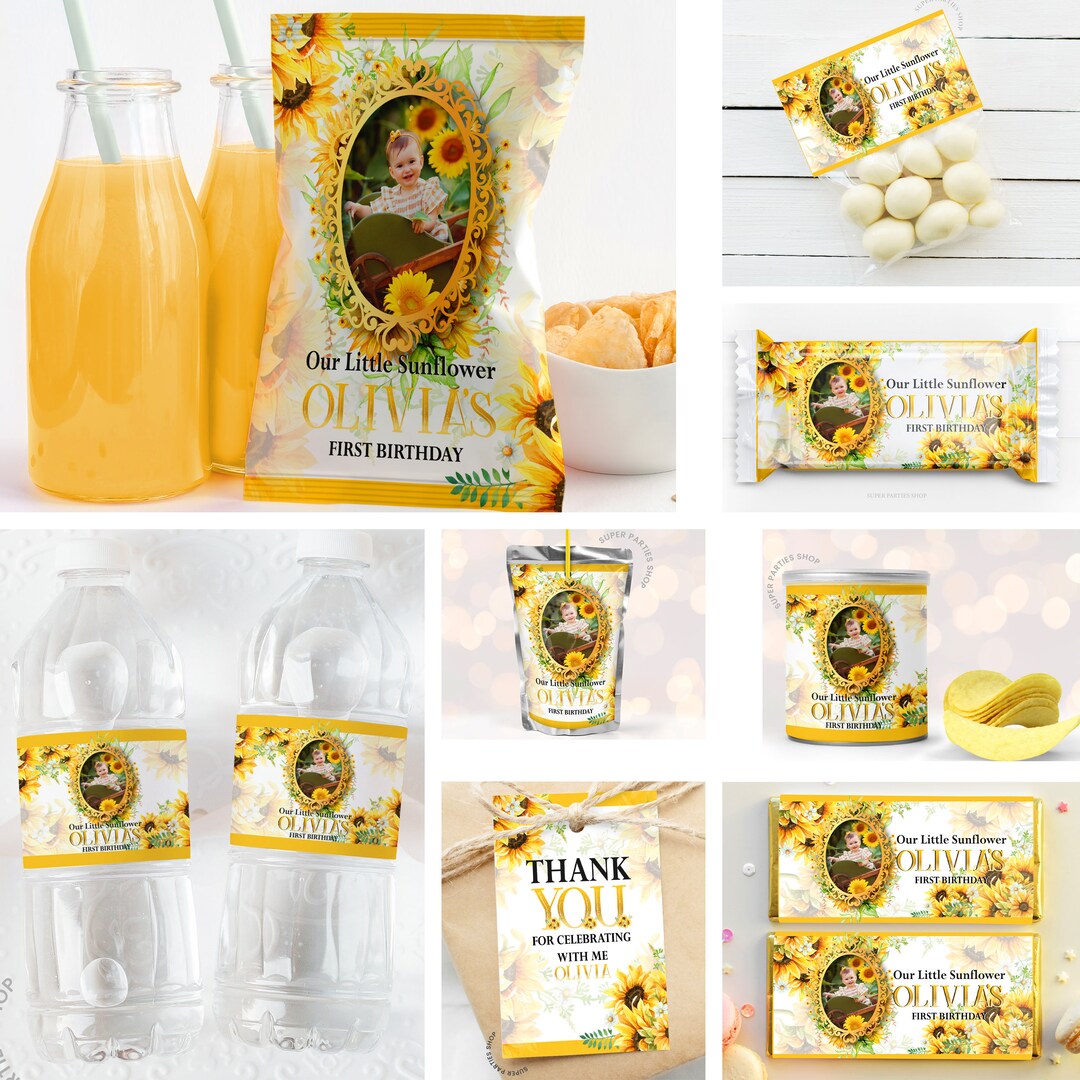 Sunflower Bundle Kit Printable Party Green Gold Wood Fall - Etsy