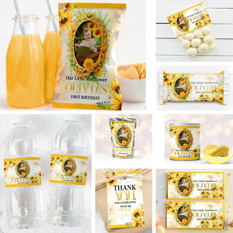 Sunflower Bundle Kit Printable Party Green Gold Wood Fall - Etsy