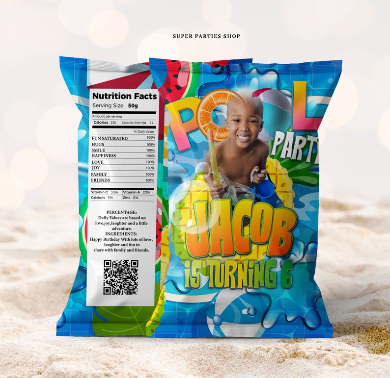 Pool Party Chips Bag Wrapper Printable Pool Birhtday - Etsy
