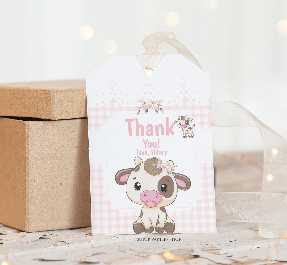 Cow Thank You Tag Printable Farm Party Favor Template Gift | Etsy
