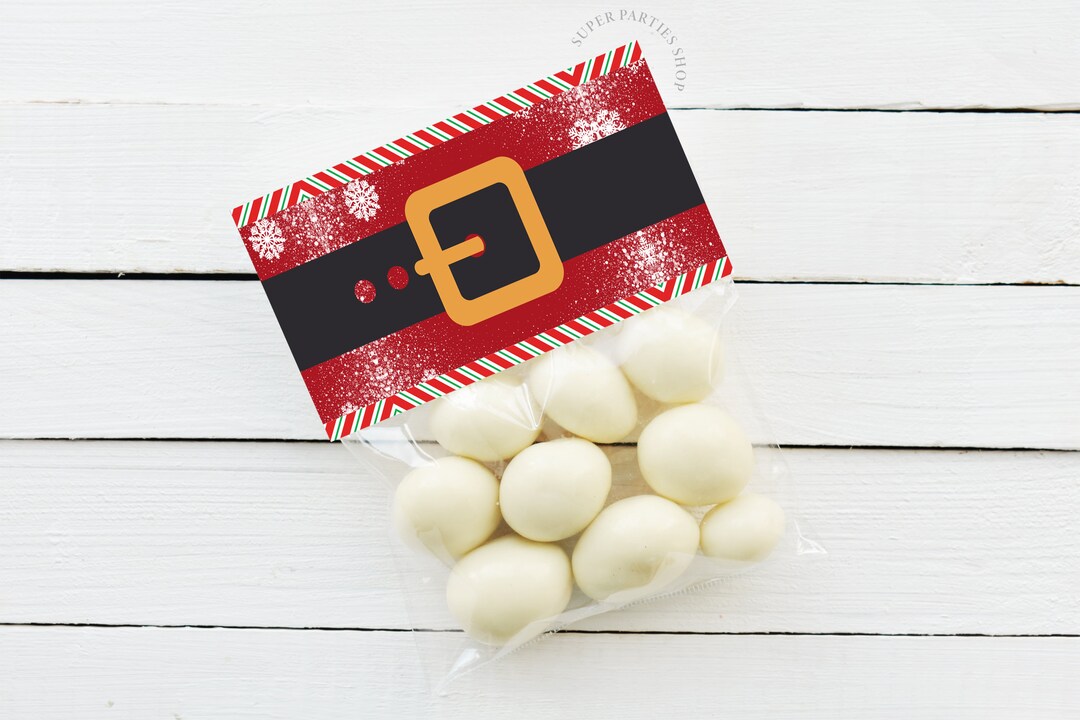 Merry Christmas Candy Bag Topper Label Printable Winter Wonderland Red ...