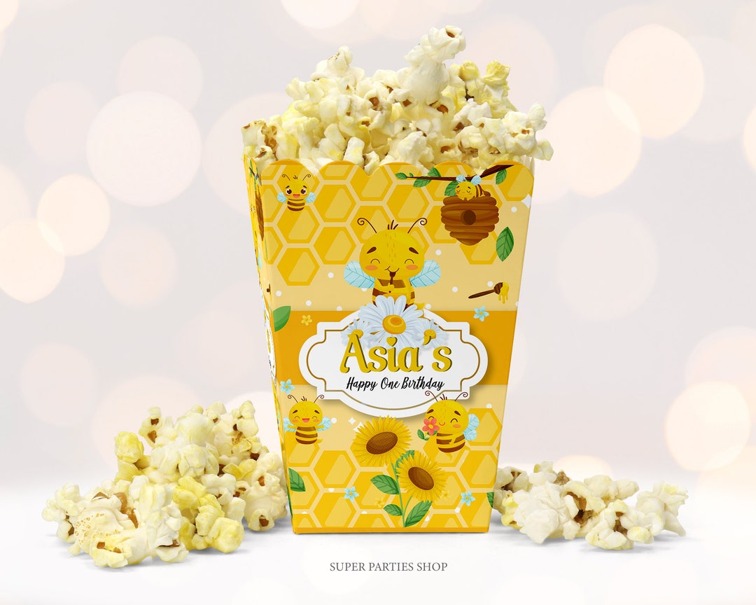 Honey Bee Popcorn Box Printable, Chip Box , Bumble Baby Birthday, Honey ...