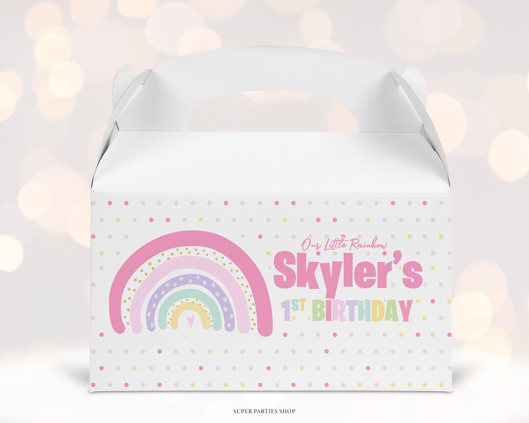 Rainbow Gable Box LABEL Printable, Snack Treat , Unicorn Magical ...