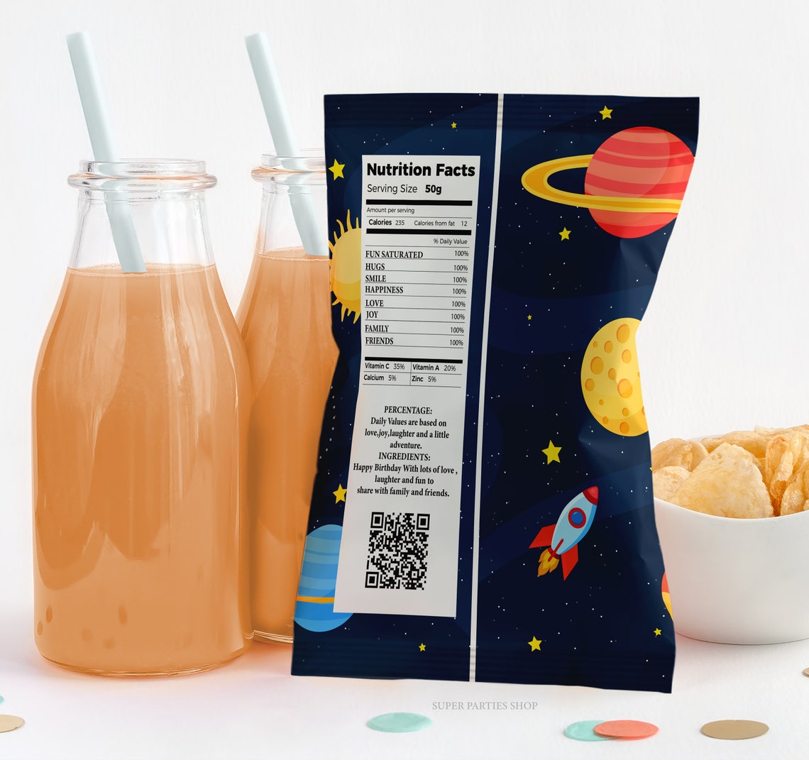 Space Chips Bag Printable Astronaut Birthday Gift Wrapper - Etsy