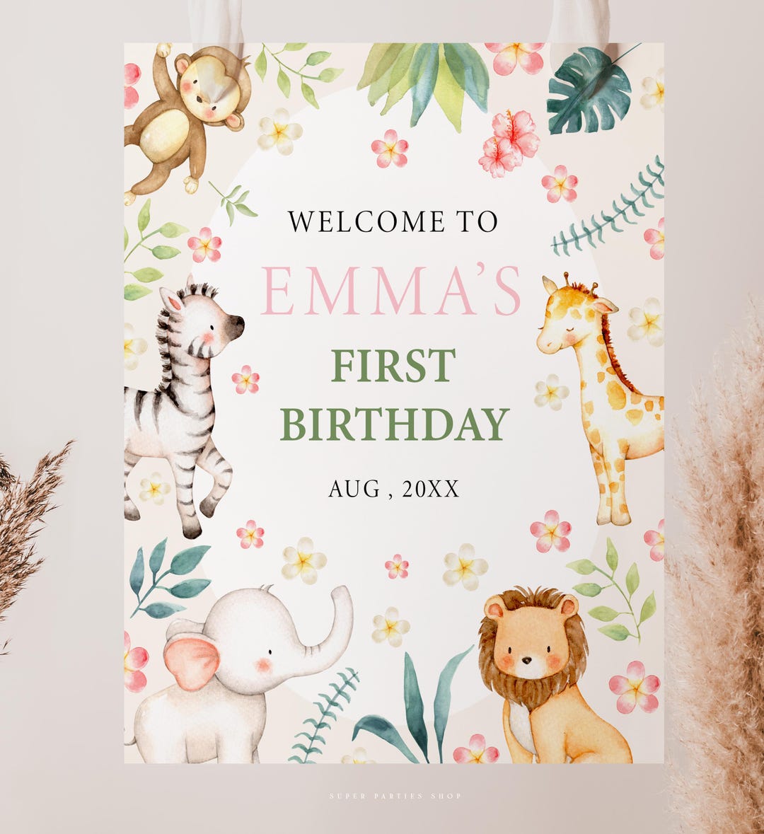 Jungle Welcome Sign Template Editable, Welcome Sign Safari Wild ONE ...