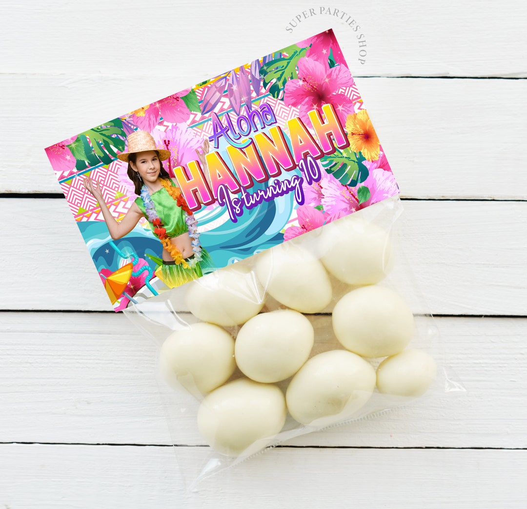 Luau Candy Bag Topper Label Printable, Aloha Favors, Tropical Party ...