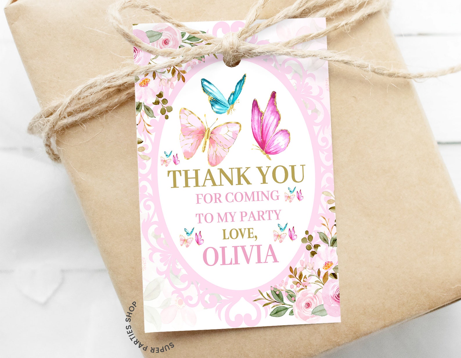Butterfly Thank You Tag Printable Favor Tag Butterflies - Etsy