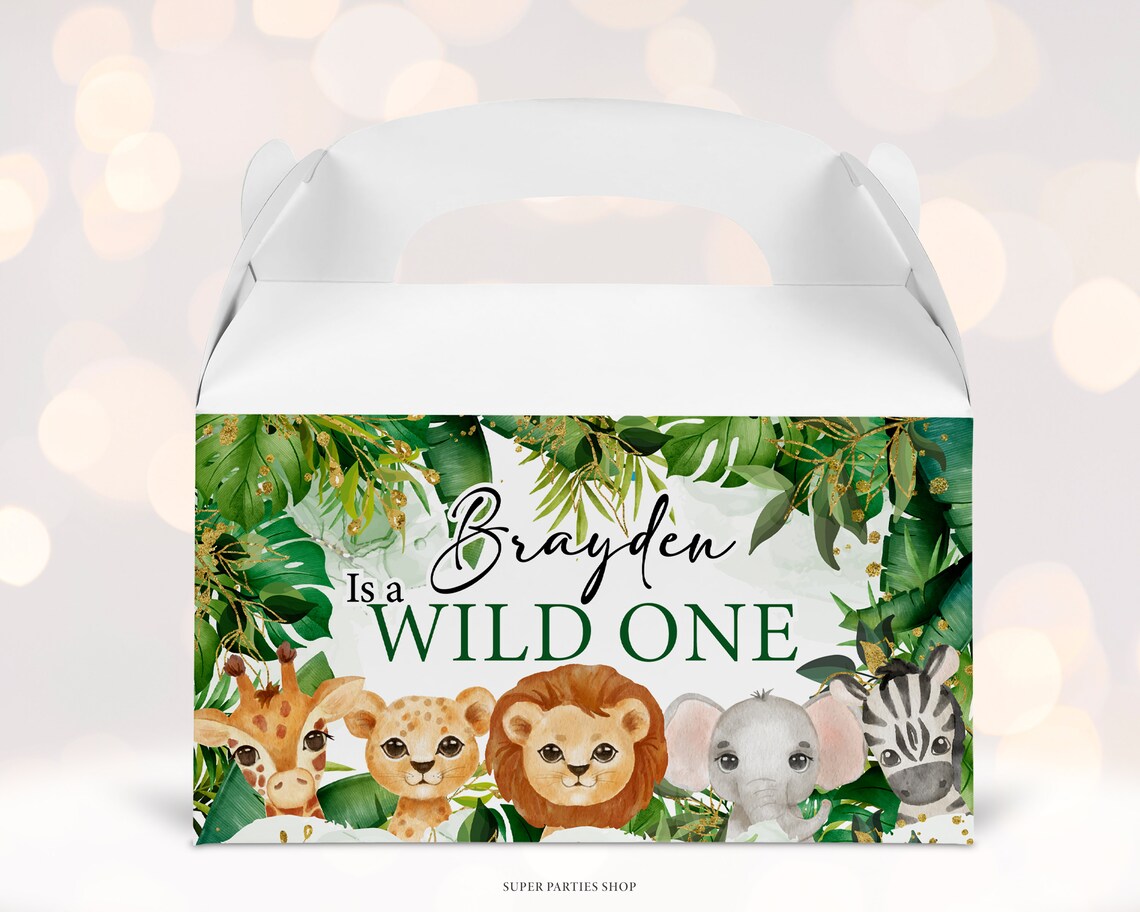 Jungle GABLE BOX Label Printable Snack Treat Safari wild - Etsy