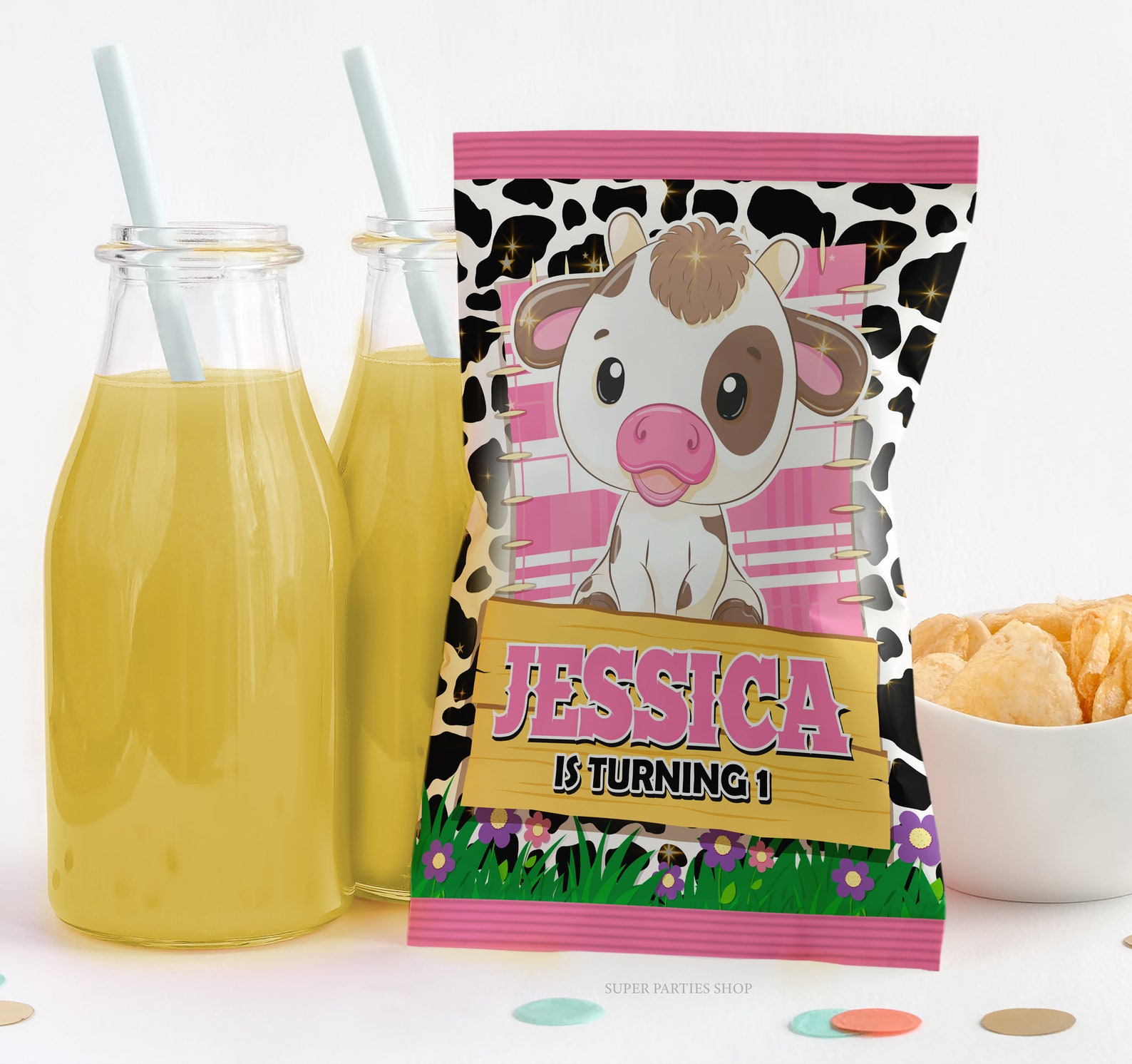 Cow Chip Bags Printable Farm Chip Bag Template Farm Chipbag - Etsy