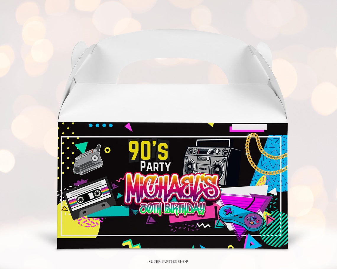 90s Printable Gable Box Snack Box Candy Box Throwback - Etsy