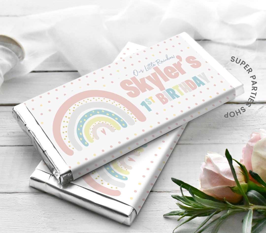 Rainbow Candy Bar 1.55oz Labels Printable, Snack Treat , Unicorn ...