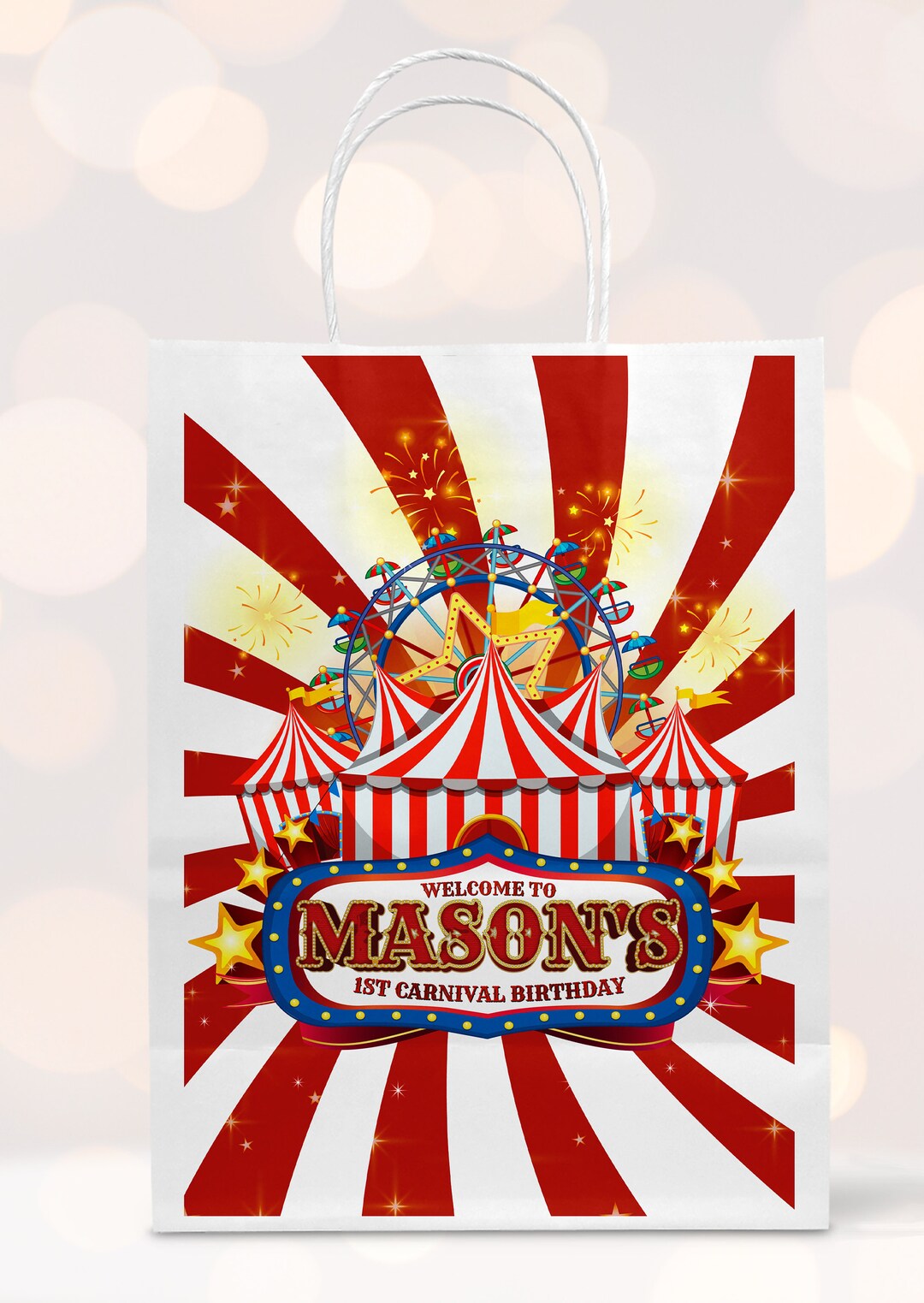 Circus Gift Bags Label Printable, Circus Tent Favor Bag, Circus ...