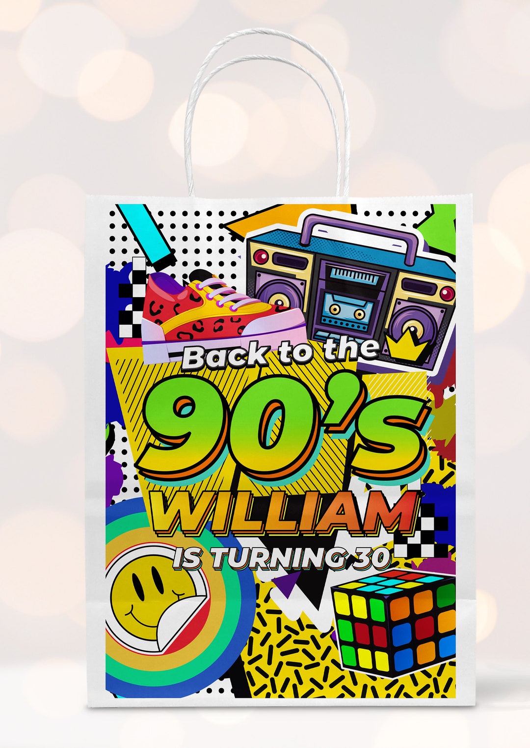 90s Printable Gift Bags Label Printable, Snack Bag, Throwback Retro ...