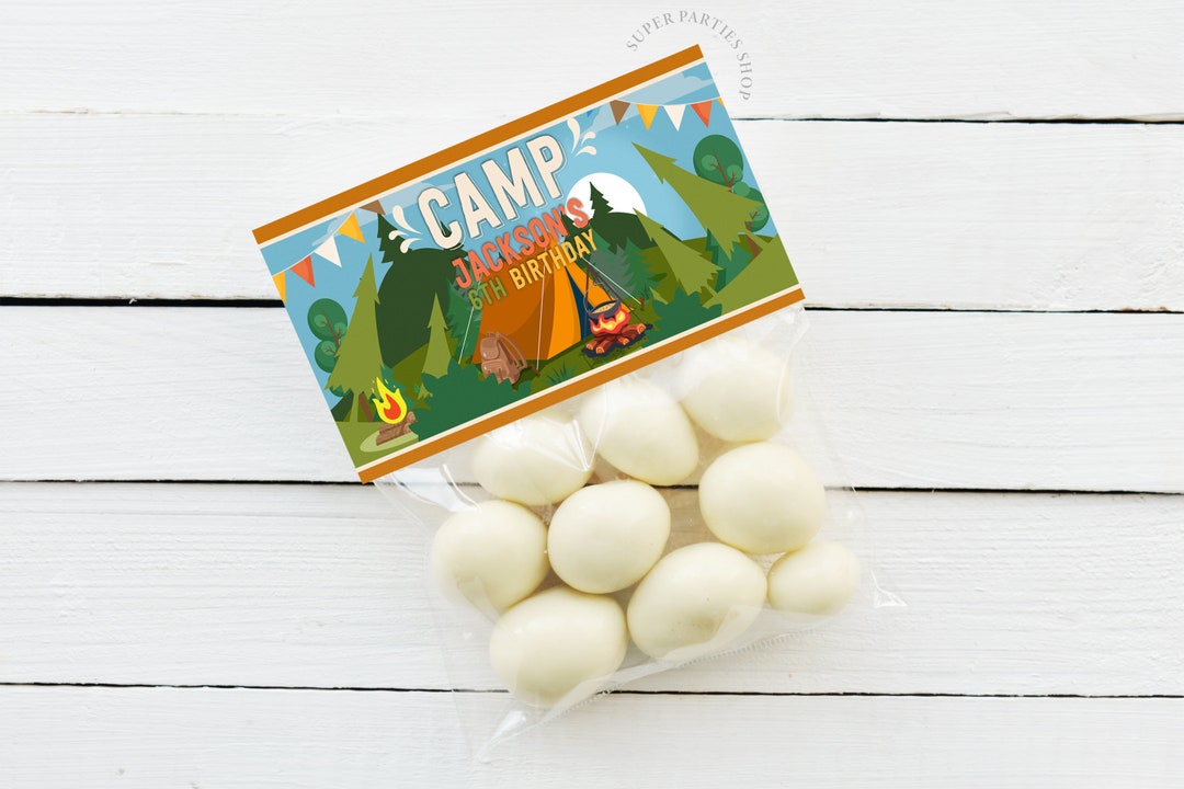 Camping Candy Bag Topper Label Printable Party Items, Camp Party ...
