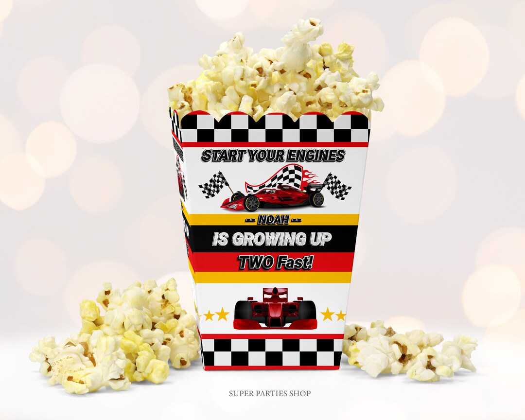 Race Cars Popcorn Box Printable, Snack Treat, Roadster Birthday, Racing ...