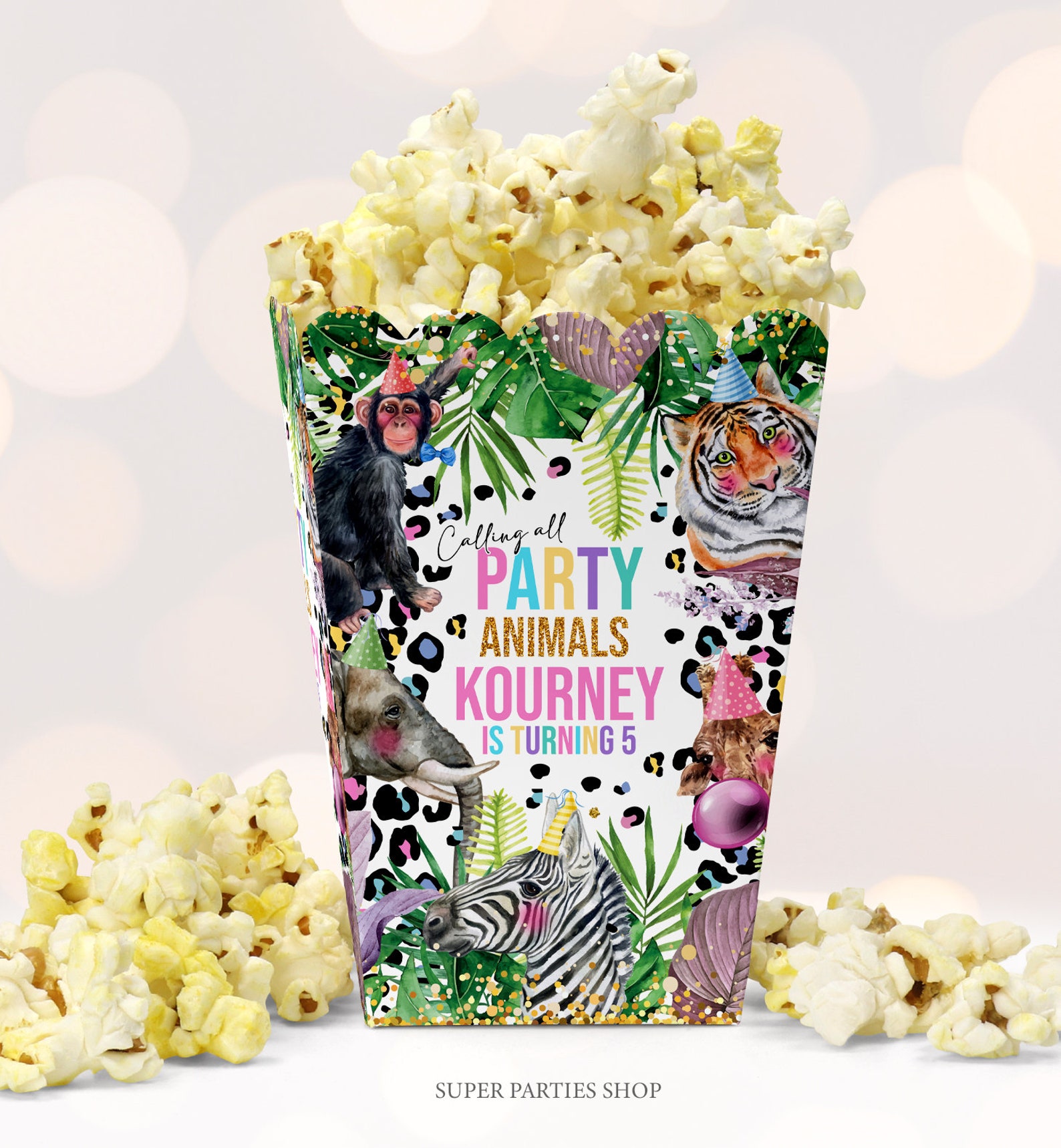 Jungle Popcorn Box Printable Snack Box Safari wild Two - Etsy