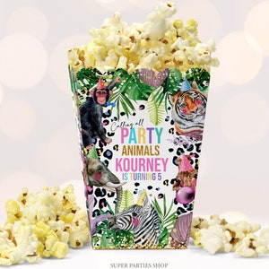 Jungle Popcorn Box Printable Snack Box Safari wild Two - Etsy