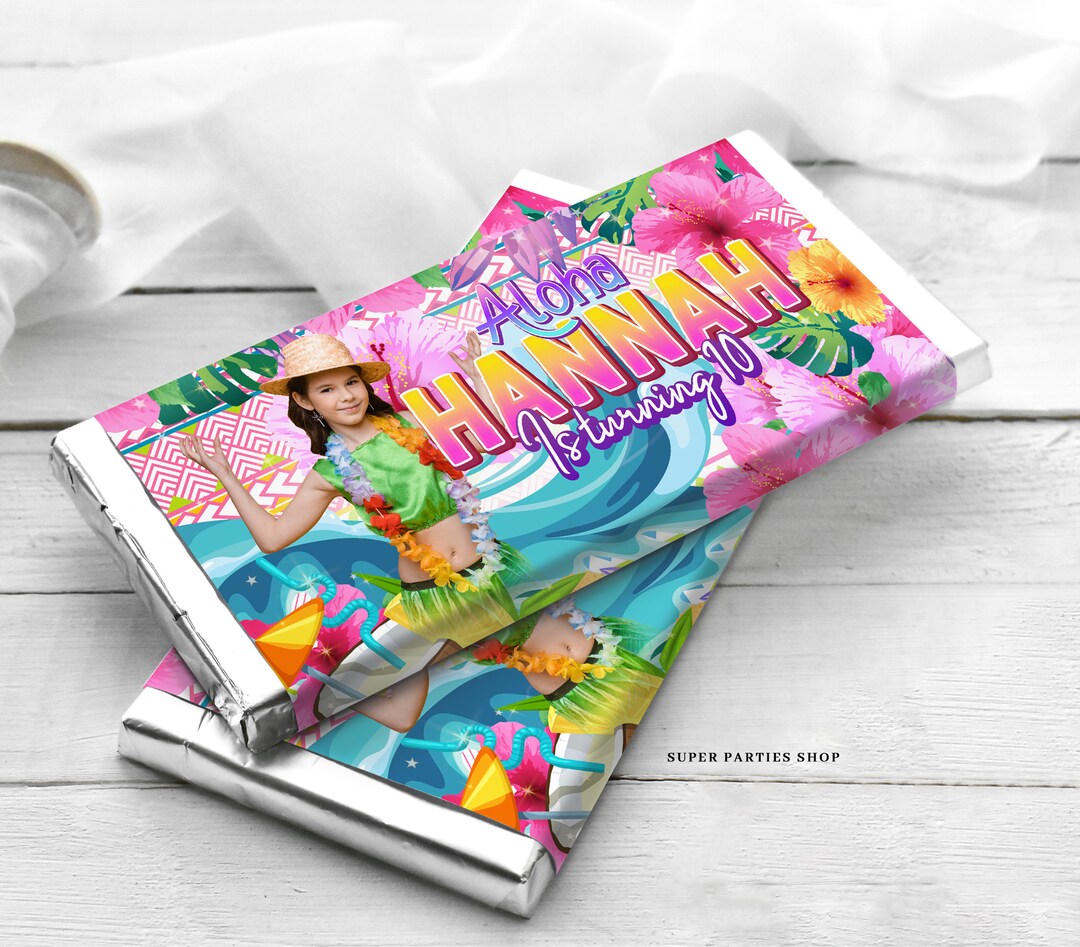 Luau Candy Bar Wrapper Printable, Aloha Favors, Tropical Party Favor ...