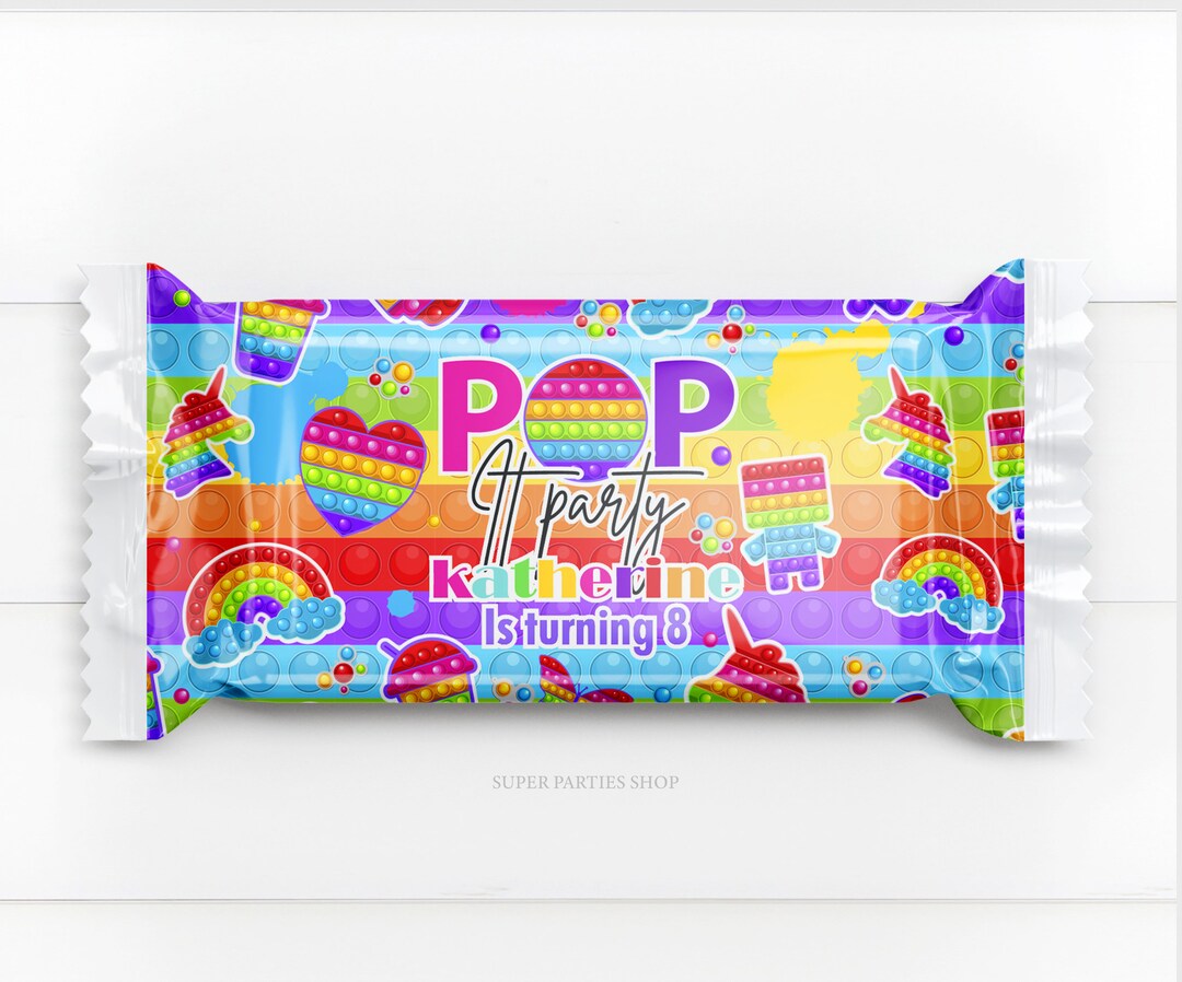 Pop It Rice Krispies Treats Wrapper Printable, Party Favor Fidget Toy ...
