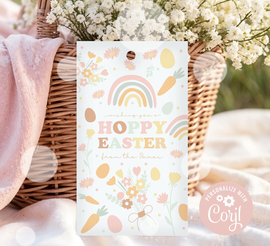 Editable Easter Tag Hoppy Easter Gift Tags, Easter Favor Tags, Candy ...
