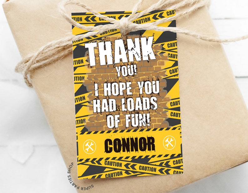 Construction Favor Tag Label Printable Dual Contruction Thank - Etsy