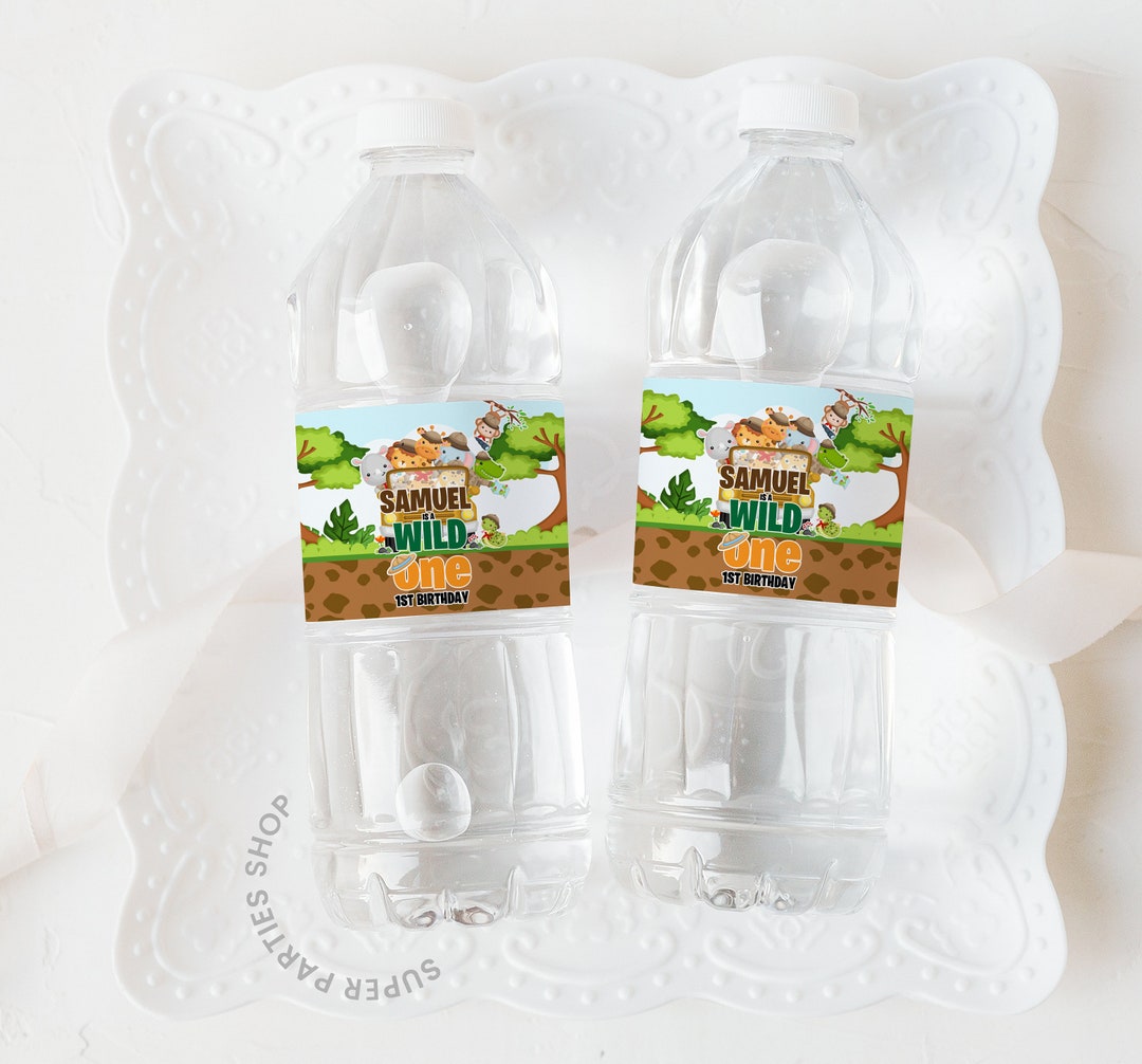 Jungle Water Bottle Label Printable , Wild One, Wild Two, Label, Bottle ...