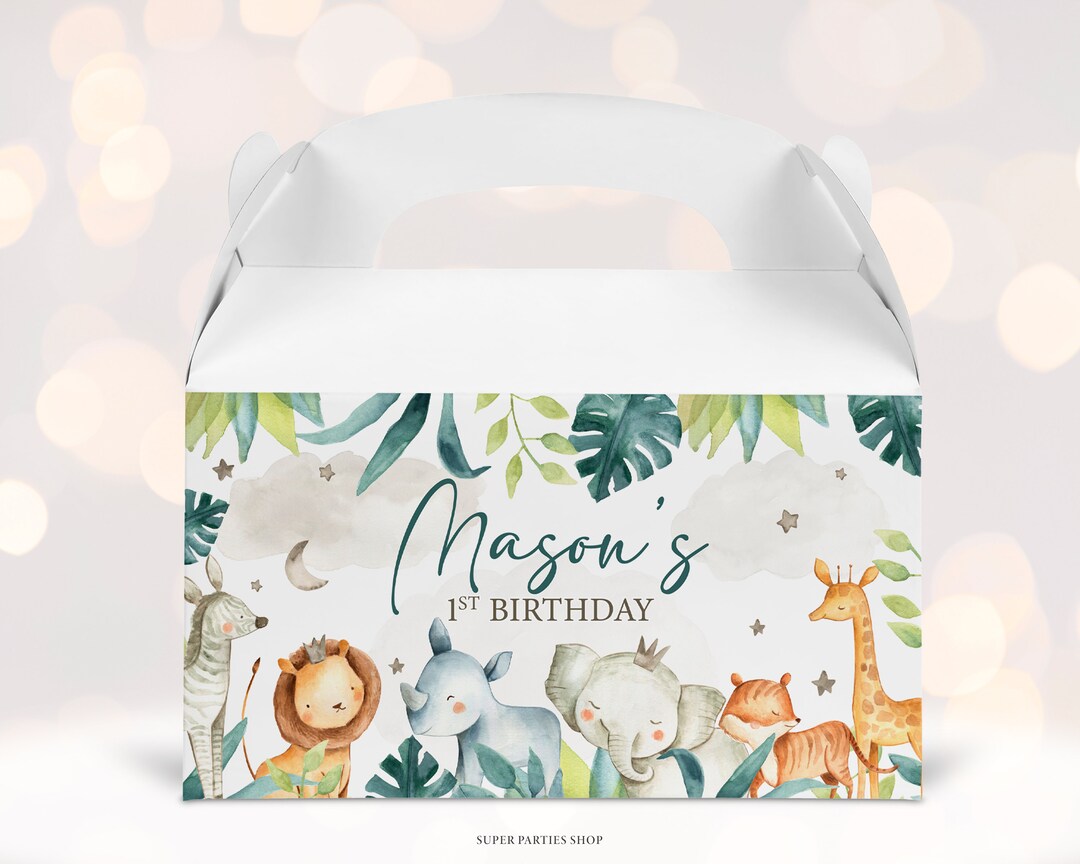 Jungle GABLE BOX Label Printable , Snack Treat Safari ,wild Two, Label ...