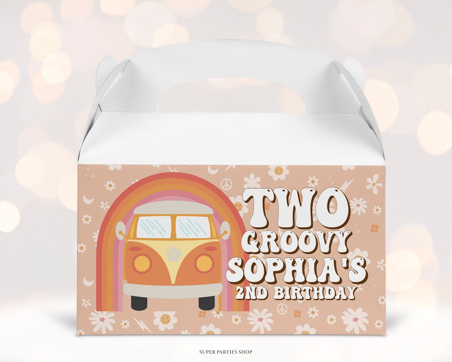 Two Groovy Gable Box Labels Printable Flower Power Birthday - Etsy