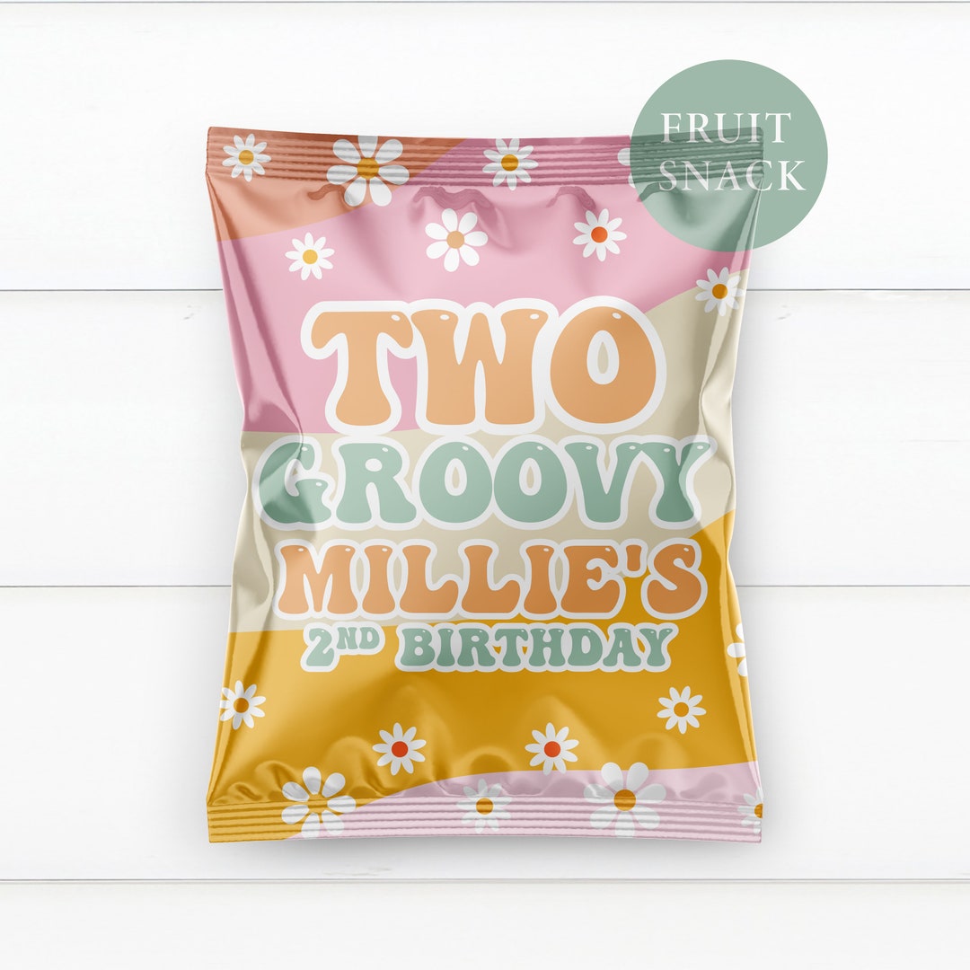 Groovy Fruit Snacks Printable, Snack Treat Printable, Flower Power ...