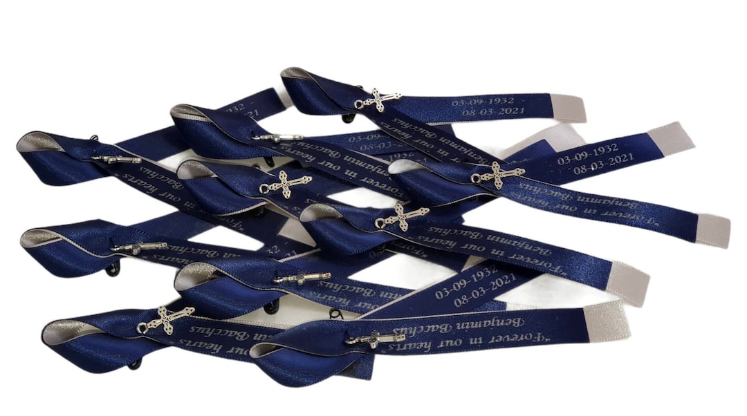 Personalised Double Layer Memorial Bows With Heart or Cross Charm, in ...