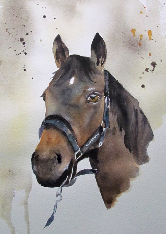 Un cheval brun roux Portrait Equin portrait animalier à | Etsy