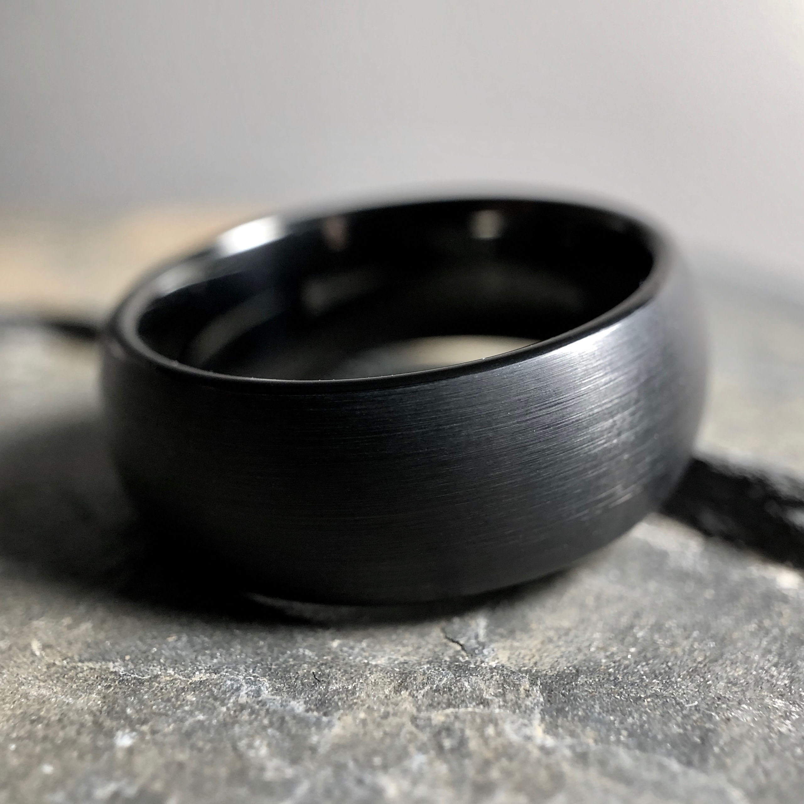 Black Tungsten Ring Wedding Band 8MM Comfort Fit Domed | Etsy