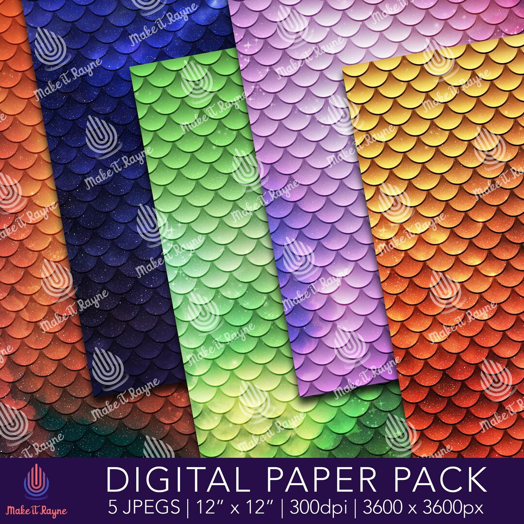 Galaxy Scales Digital Paper - Scrapbooking, High Resolution Cosmic Art ...