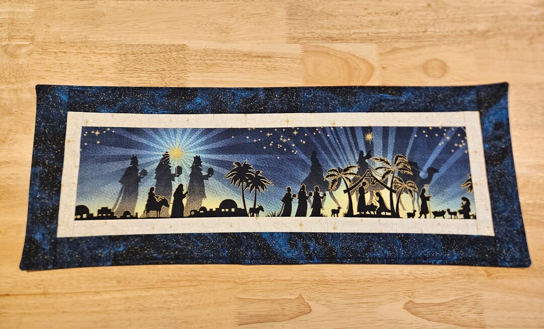 Christmas Nativity Quilted Table Runner 28 X 11 Inches Holiday Home ...