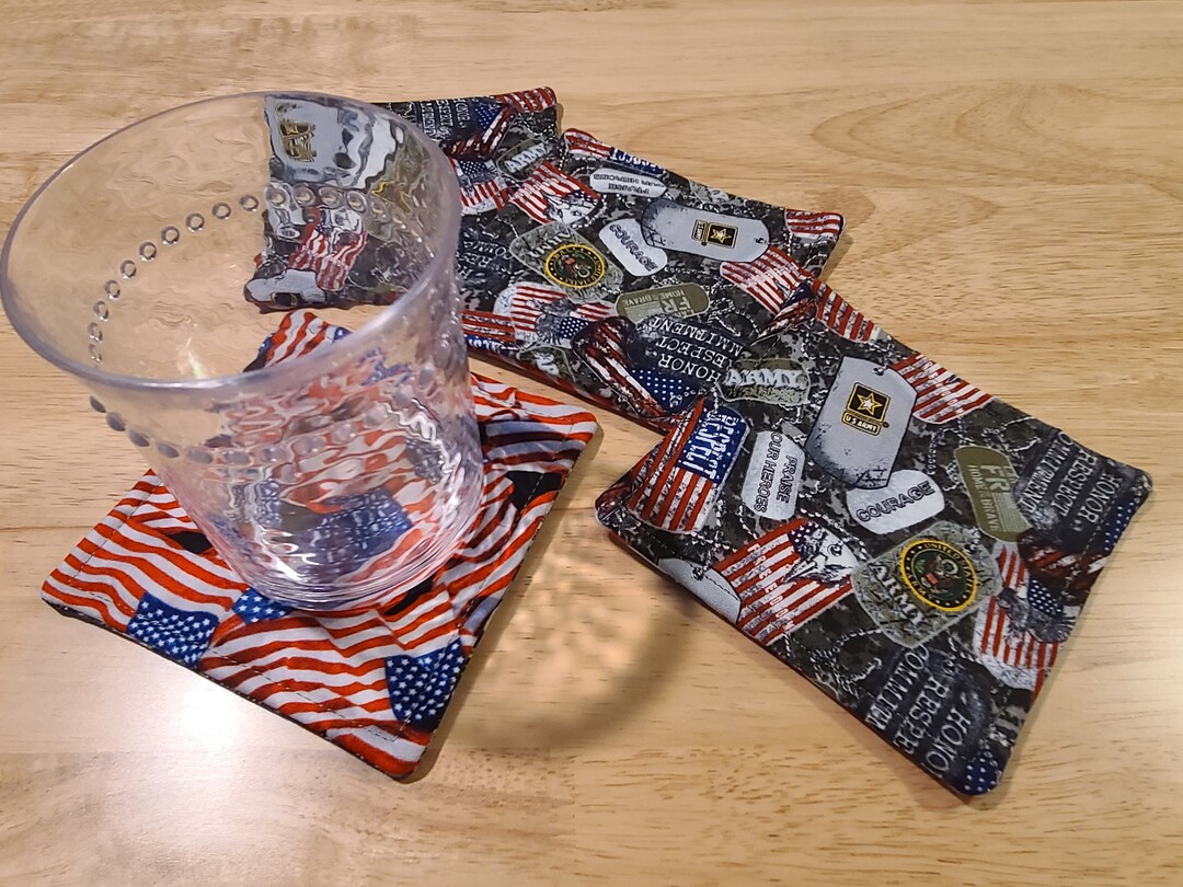 US Army Coasters Set of 4 Reversible Handmade Military Drink Mats ...