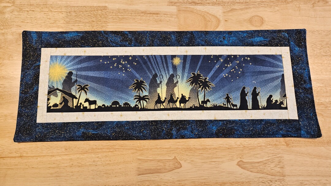Christmas Nativity Quilted Table Runner 28 X 11 Inches Holiday Home ...