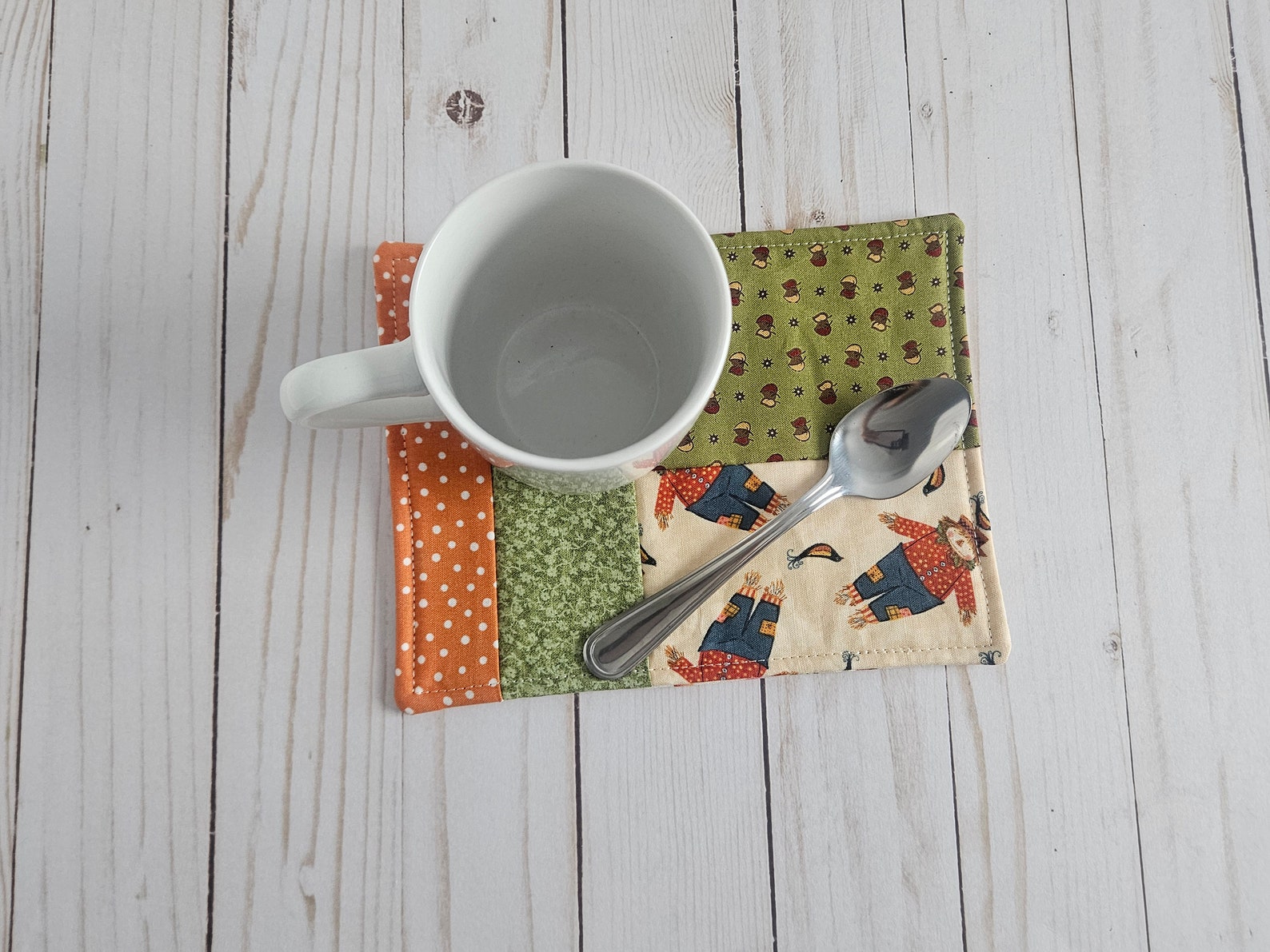 Quilted Fabric Fall Mug Rug Handmade Reversible Autumn Harvest ...