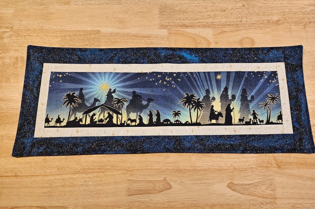 Christmas Nativity Quilted Table Runner 28 X 11 Inches Holiday Home ...