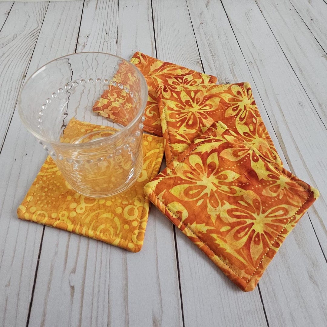 Batik Quilted Coasters: Handmade Fabric Drink Mats, Housewarming Gift ...