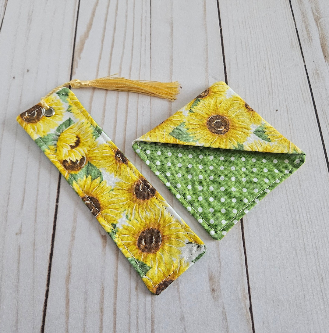Sunflower & Polka Dot Reversible Bookmark | Set of 2 | Handmade Corner ...