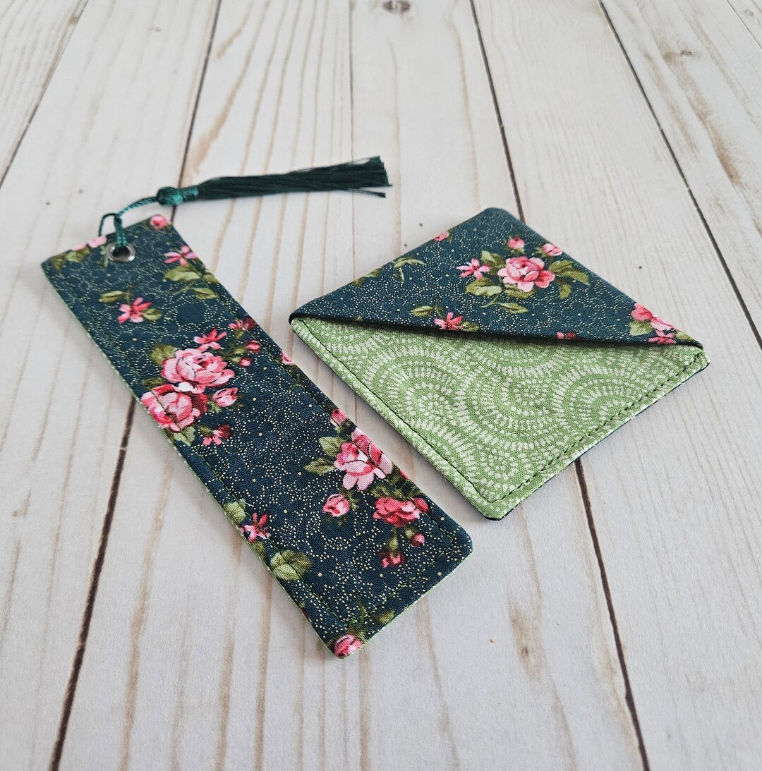Green Floral Bookmark Set: Corner or Tassel, Book Lover Gift - Etsy