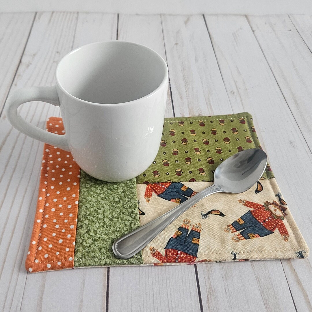Quilted Fabric Fall Mug Rug Handmade Reversible Autumn Harvest ...