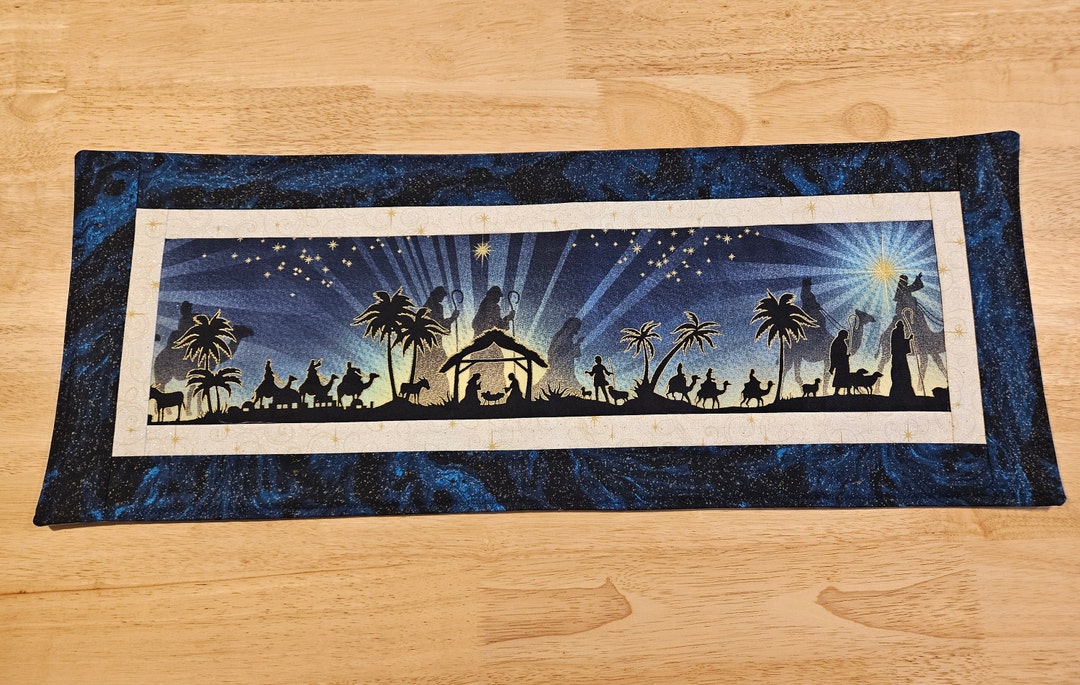 Christmas Nativity Quilted Table Runner 28 X 11 Inches Holiday Home ...