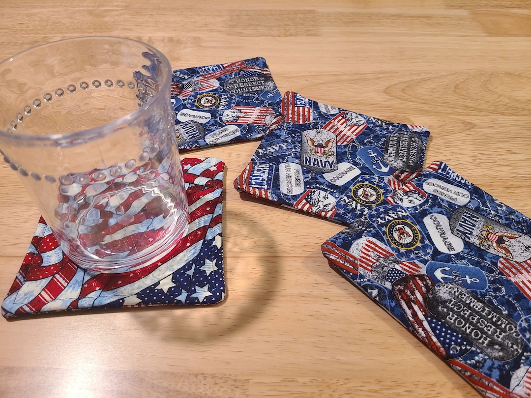 United States Navy Handmade Coasters Set of 4 Reversible Quilted ...