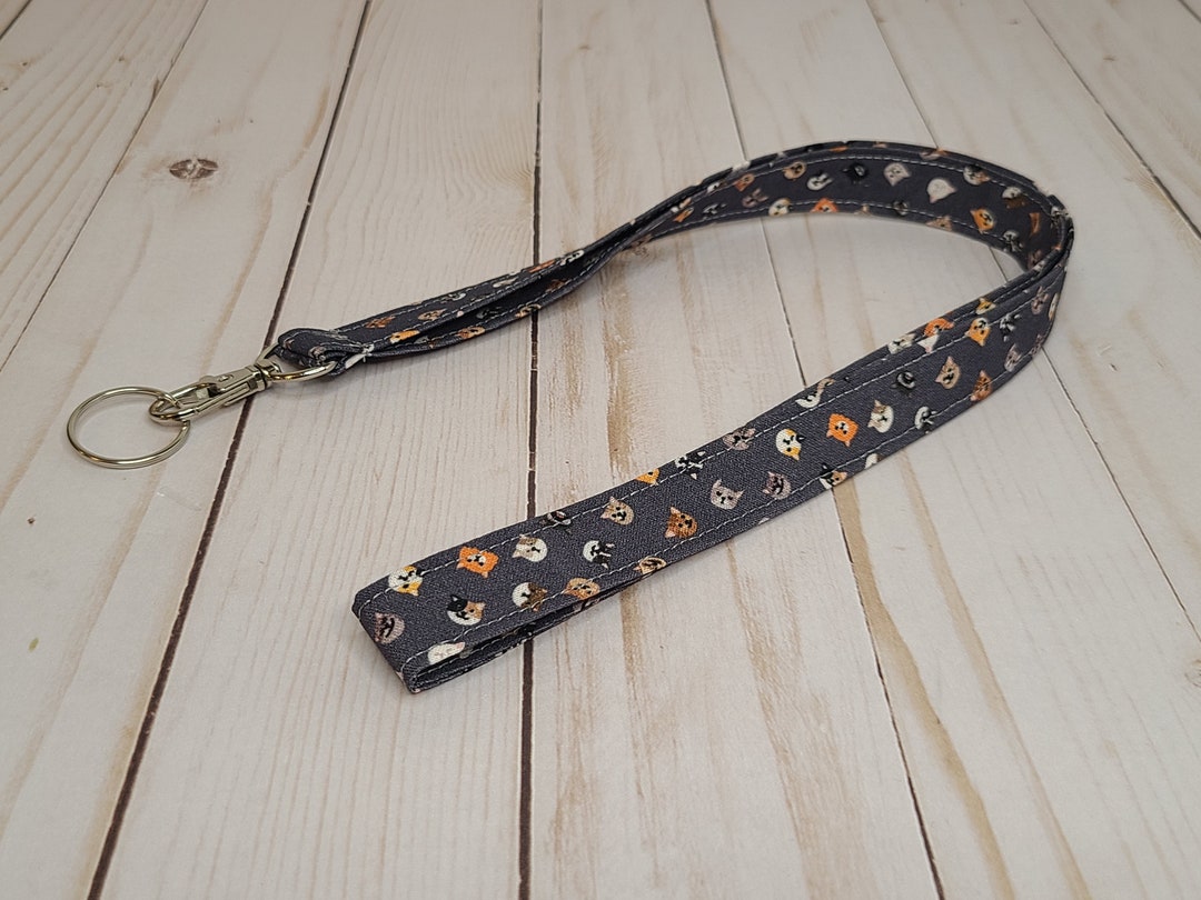 Cute Cat Faces Skinny Fabric Lanyard Veterinarian Lanyard ID Badge ...