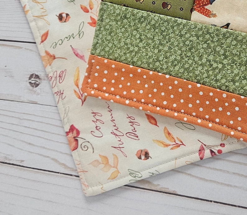Quilted Fabric Fall Mug Rug Handmade Reversible Autumn Harvest ...