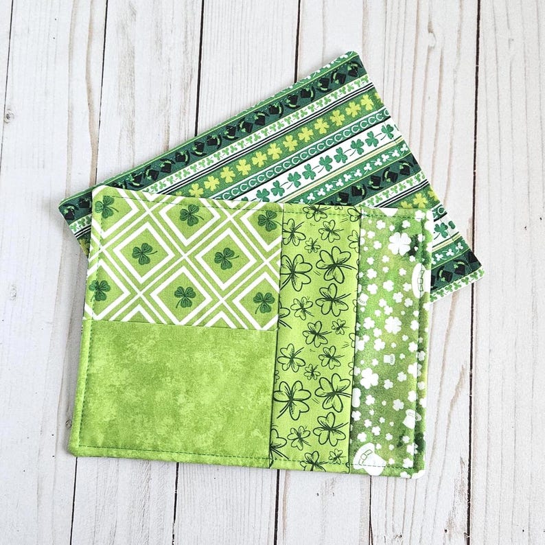 Coffee Mug Rug: St. Patrick’s Day Shamrock Reversible Coffee Coaster - Etsy