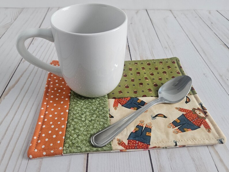 Quilted Fabric Fall Mug Rug Handmade Reversible Autumn Harvest ...
