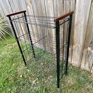 Vintage Wire Book Rack- Mid Century - Magazine Rack- Book Shelf -vinyl ...